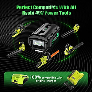 Jialipok 40V 6.0Ah Battery Replacement for Ryobi 40V Battery, Compatible with Ryobi 40V Tools and Charger OP4050A OP40601 OP4026A OP4040 OP4030 OP4050 OP4015 OP40261 OP40201 OP40401 with LED Indicator