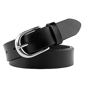 JASGOOD Women Leather Belt for Jeans Pants Plus Size Western Design Belt Alloy Buckle, Suit Waist Size 31-34 Inches, A-Black