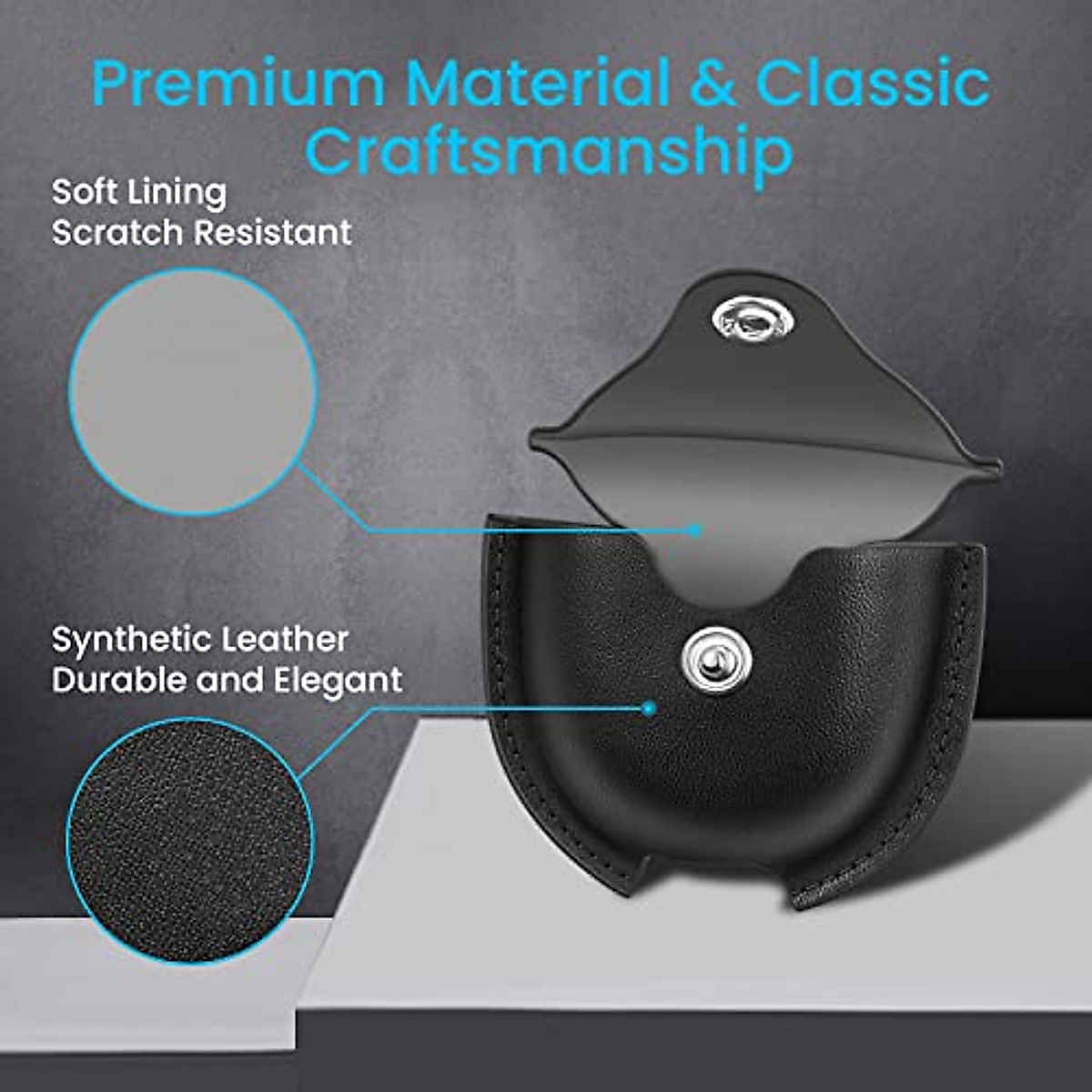 Fintie Protective Case for Google Pixel Buds Pro (2022), Premium PU Leather Slim Fit Metal Snap Closure Portable Cover Skin with Keychain, Black