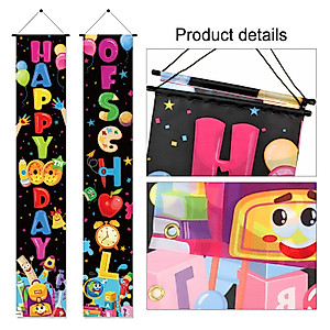 HOWAF 100th Day Of School Party Decoration Banner, Happy 100 Days of School Porch Sign for Kindergarten Pre School Primary Hooray 100th Day Party Decorations Supplies, 100 Days Smarter Party Favors Front Door Banner