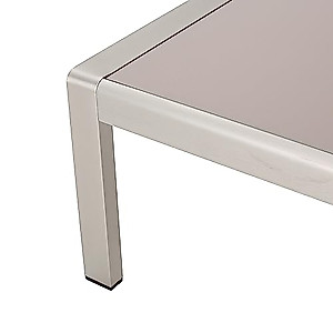 Christopher Knight Home Cape Coral Outdoor Aluminum Coffee Table with Glass Top, Silver