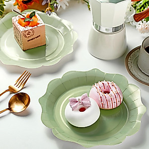 Mifoci 100 Pcs Sage Green Paper Plates Green Scalloped Edge Paper Plates 9 inches Disposable Serving Tray Sage Green Dessert Platters for Wedding Birthday Party Baby Shower Bridal Supply