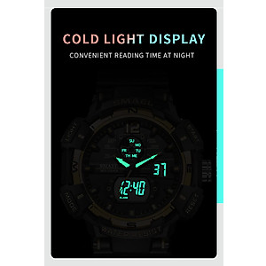 KXAITO Men's Watches Sports Outdoor Waterproof Military Watch Date Multi Function Tactics LED Face Alarm Stopwatch for men 3169 (Red_Band)