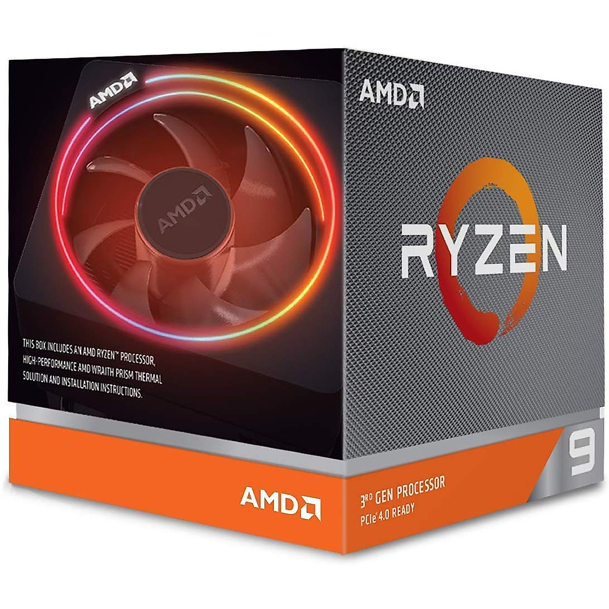 AMD Ryzen 9 3900X 12-core, 24-thread unlocked desktop processor with Wraith Prism LED Cooler (Renewed)