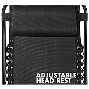 KEPLIN Zero Gravity Chairs Set of 2 with Canopy - Made of Textoline I Heavy Duty Lounger for Garden I Patio Sun Loungers I Folding Reclining Chairs (Black)