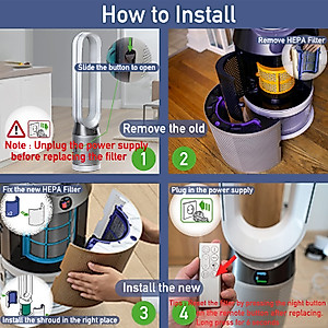 2 PACK Filter Replacement for Dyson TP06 HP06 PH01 PH02 HP07 TP07 HP09 TP09, Part # 970341-01