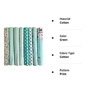 Mililanyo 8pcs 18 x 22inches (46x56cm) Cotton Fabric Green Pattern Pre-Cut Quilt Squares Fat Quarters Fabric Bundles for Sewing and Quilting