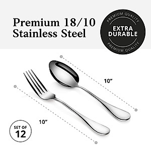 Artaste 56426 Rain 18/10 Stainless Steel Table LARGE SERVING Spoons and Forks Set, of 6 in Each, Silver