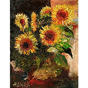 SOLD Let the Sun Shine, Sunflowers By Internationally Renown Painter Andre Dluhos