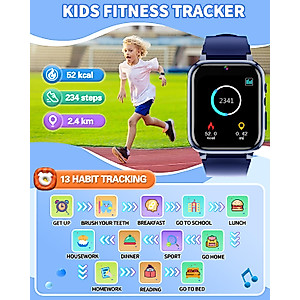 Kids Game Smart Watch Gift for Boys Age 6-12 with 26 Games Audio Stories Video Camera Music Player Pedometer Learning Card Flashlight 12/24hr, Kids Smart Watch Boys Toys for 7 8 9 10 Year Old Boys