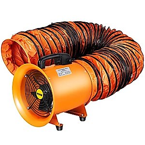 VEVOR Utility Blower Fan 10 inch with 10M Duct Hose,250MM Portable Ventilator,0.45HP 1520 CFM High Velocity Utility Blower,Mighty Mini Low Noise,for Factories Basements Shipyards Farm