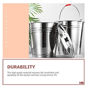 Happyyami Ashtray Fireplace Tools Ash Bucket Metal Trash Can with Lid and Handle Outdoor Galvanized Dog Poop Trash Can for Outdoors Stainless Steel Fireplace Lid Indoor Grill Ash Tray