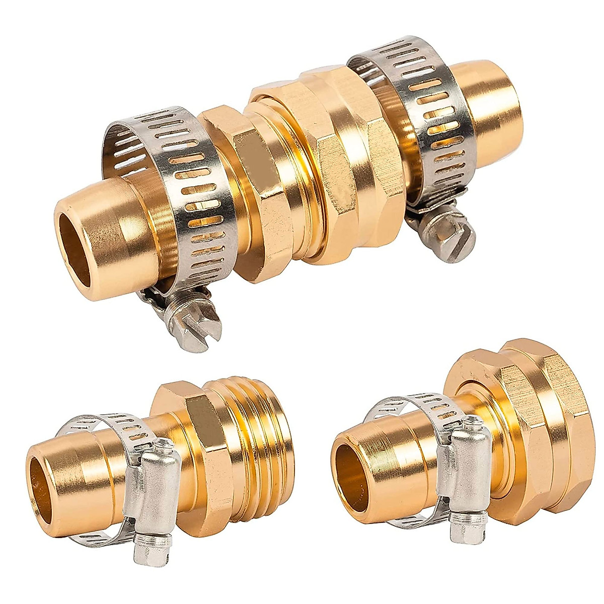Hourleey Garden Hose Repair Connector with Clamps, Fit for 3/4" or 5/8" Garden Hose Fitting (6-Set)