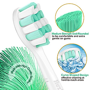 Jiuzhoudeal Toothbrush Replacement Heads for Philips Sonicare C2 Plaque Control ProtectiveClean 4100 5100 6100 Electric Toothbrush Heads, 10-Pack