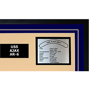Navy Emporium USS AJAX AR 6 Framed Navy Ship Display Blue