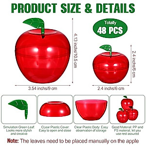 Tioncy 24 Pcs Plastic Apple Containers Christmas Decorations Red Apple Containers Bobbing Apple Teacher Apple Candy Cookie Jars Toy Containers for Gift Party Wedding Rosh Hashana Party(24 Pcs)