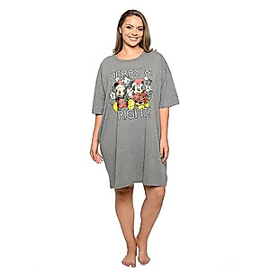 Disney Womens Sleepshirt Mickey Minnie Mouse Print (Christmas, One Size)