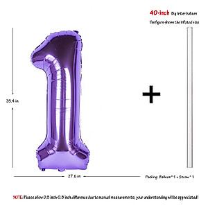40 Inch Purple number Helium Foil Birthday Party Digit Balloons (Purple 1)