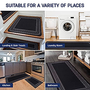 Beverly Rug Modern Bordered 5X7 Area Rug for Living Room, Dining Room Rug, Bedroom Carpet, Indoor Non Skid Rubber Backed Area Rugs, Black