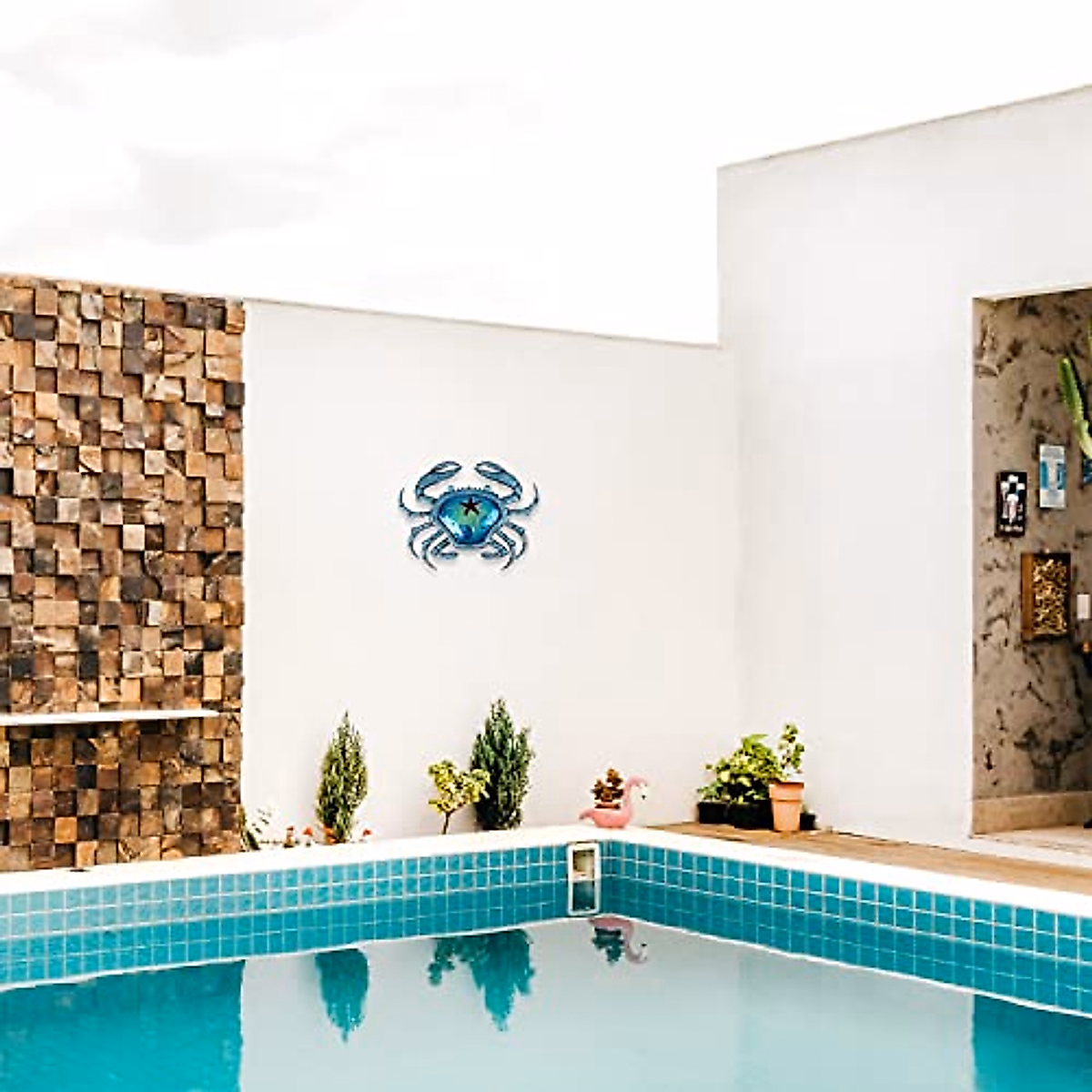 LIFFY Metal Crab Wall Art Decor Ocean Wall Hanging Coastal Wall Sculptures Beach Theme Wall Decoration for Indoor Outdoor Bathroom Bedroom Living Room Garden Pool Patio