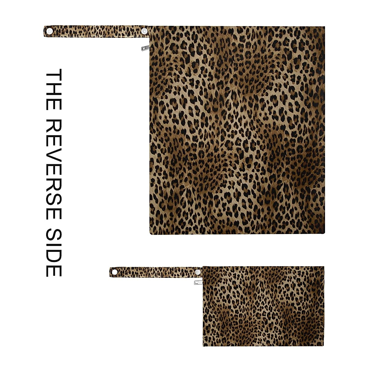 Leopard Print Animal Wet Dry Bags Leopard Waterproof Baby Cloth Diaper Bags with Two Zippered Pockets Beach Travel Bag for Swimsuit&Wet Cloth 2pcs