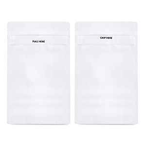 Loud Lock Mylar Bags Child Resistant Grip N Pull 1/2 Ounce All White - 1000 Count 8.125" x 5" 6mill Thickness - Mylar Bags For Food Storage - Resealable Bags - Odor Sealing Bags