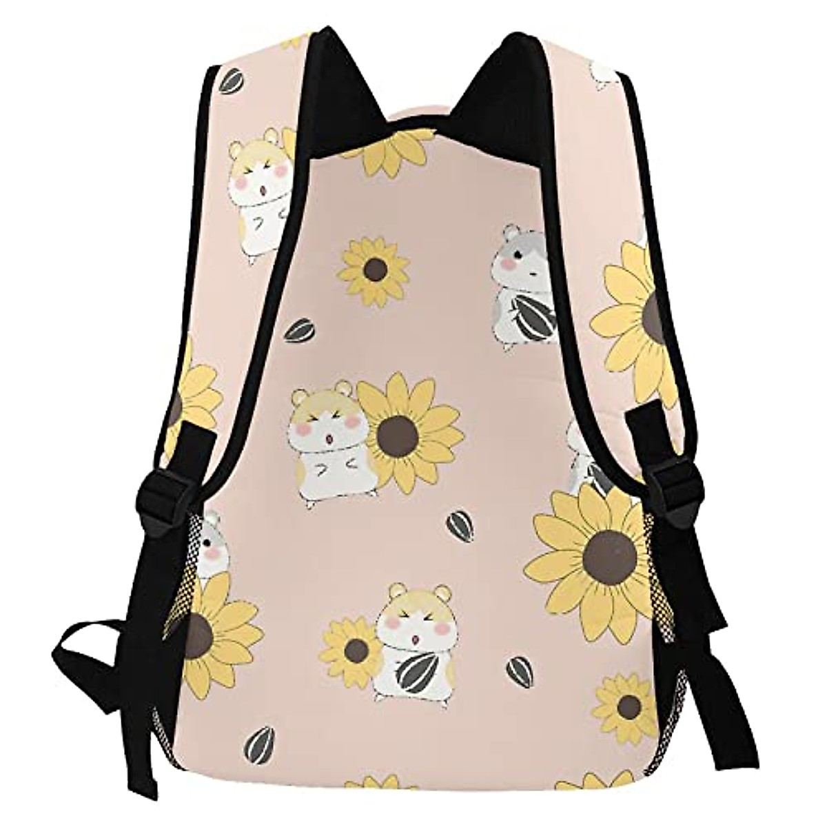 Hamster and Sunflower On Blue Background Print Backpacks Daypack Backpack Bookbag Sports Rucksack Work Travelling
