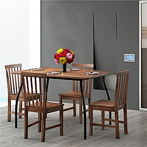 ERGOMASTER Dining Chairs Set of 4 Slat Back Walnut Wood Restaurant Chairs Traditional Side Chairs