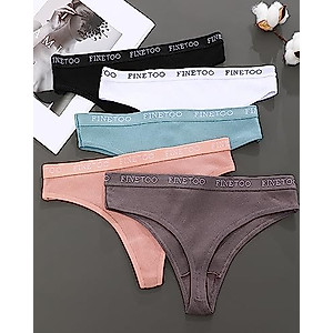 FINETOO Cotton Thongs for Women Breathable Stretch Hipster Panties Sexy Thong Underwear S-XL