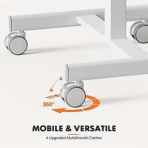 Sweetcrispy Mobile Small Stading Desk - Sit Stand Desk, Portable Rolling Laptop Desk with Lockable Wheels, Computer Workstations, Adjustable Height, White
