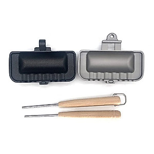 Giroayus Double-sided Sandwich Baking Pan Baking Pan Outdoor Double Sided Frying Pan Sandwich Double Sided Nonstick Frying Pan With Removable Handle Aluminum Flip Top Pan (Silver)