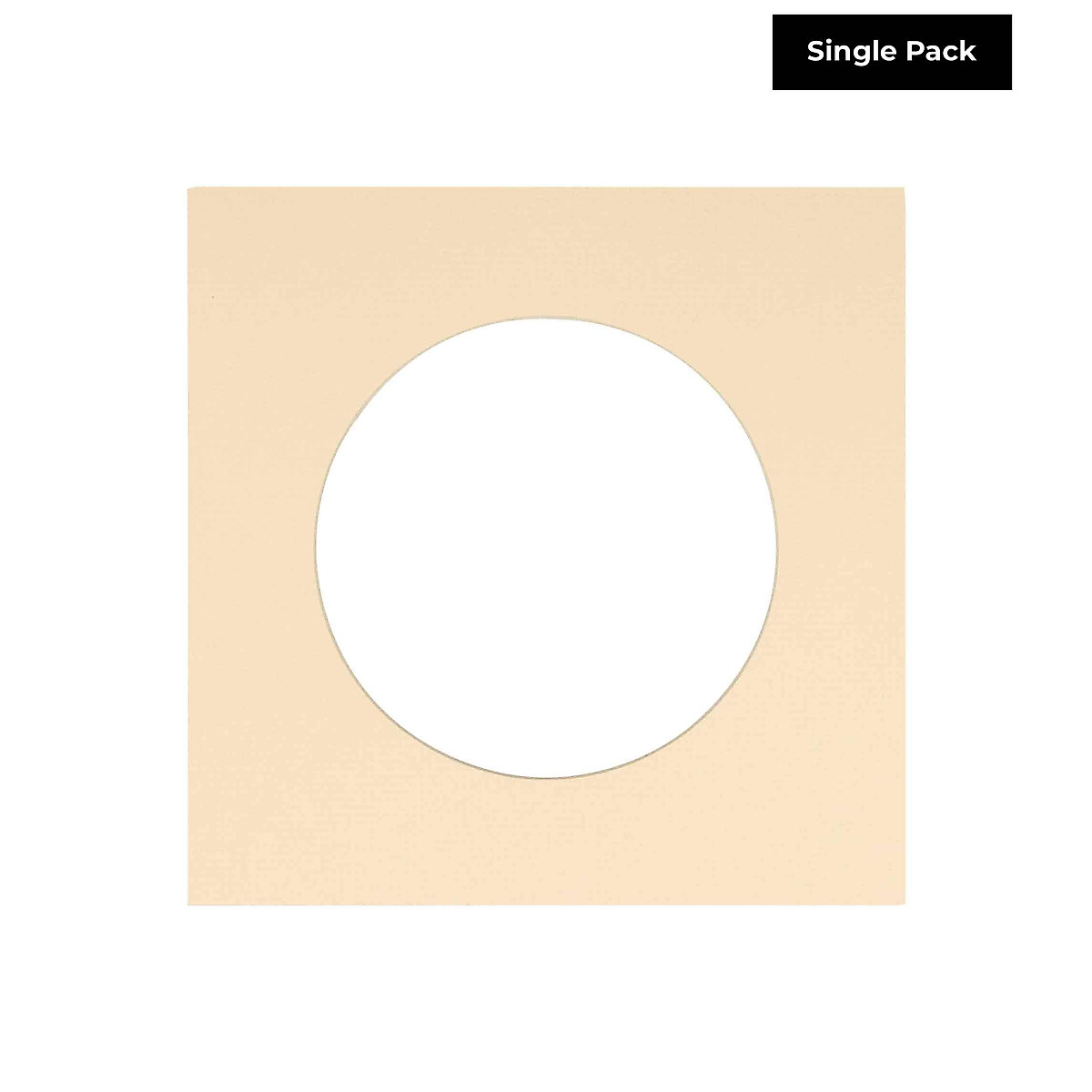 10x10 Mat Bevel Cut for 6x6 Photos - Precut Beige Circle Shaped Photo Mat Board Opening - Acid Free Matte to Protect Your Pictures - Bevel Cut for Family Photos, Pack of 1 Matboard Show Kit with Acid