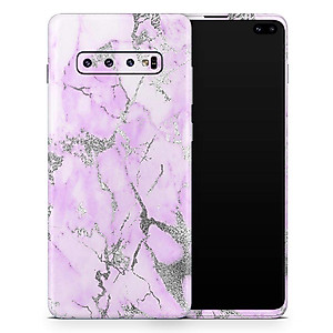 DesignSkinz Purple Marble & Digital Silver Foil V8 Protective Vinyl Decal Wrap Skin Cover Compatible with The Samsung Galaxy S20 (Screen Trim & Back Glass Skin)