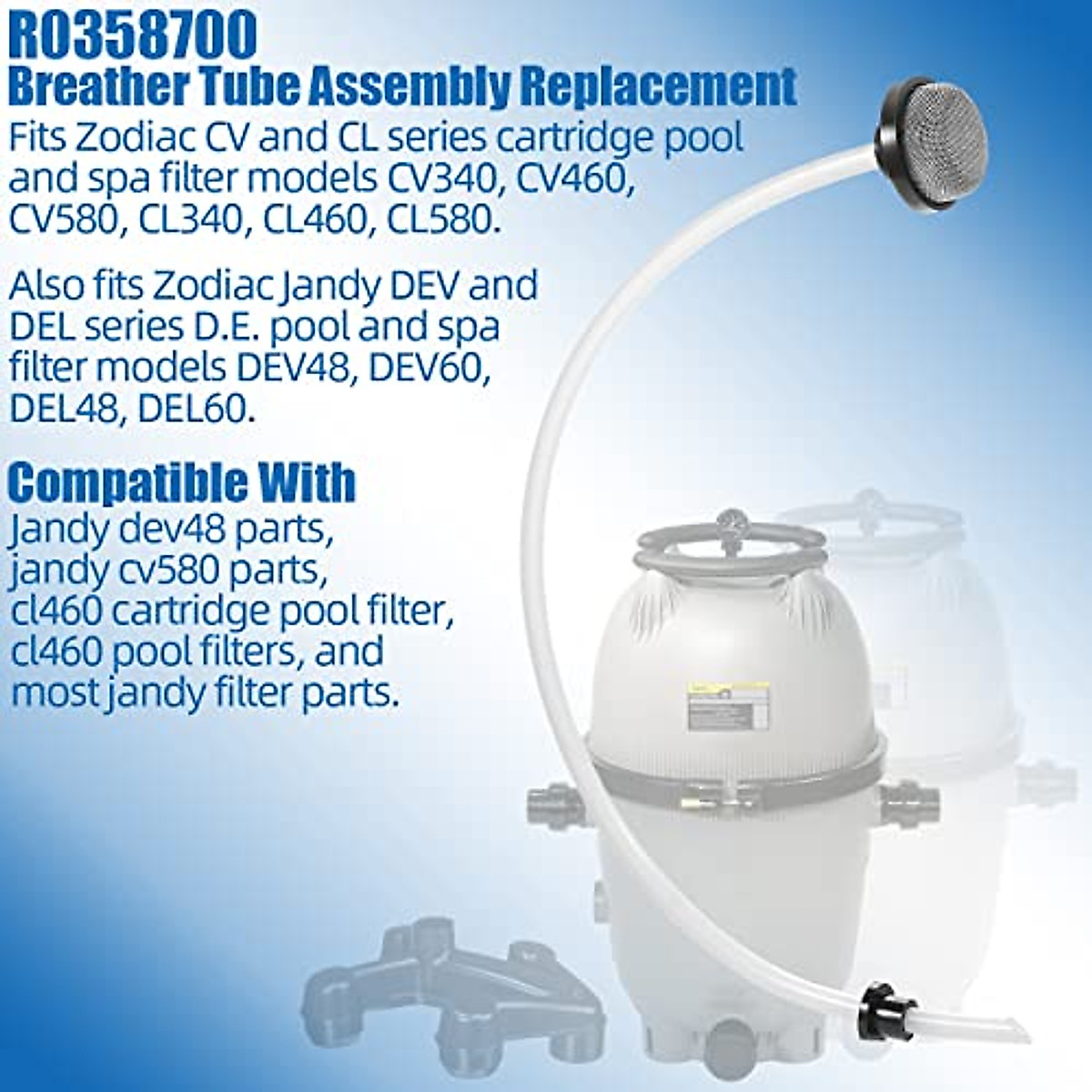Alocs Breather Tube Assembly Replacement for Zodiac R0358700 - Replaces Jandy Breather Tube