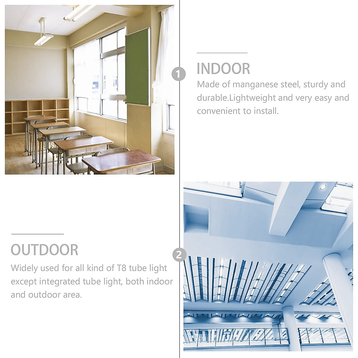 Cabilock 100Pcs LED T8 U Clips Holder Bracket Fluorescent Tube Stainless Steel Lamp Support Lampholder Pipe Clamps for 8FT LED Light Bulbs