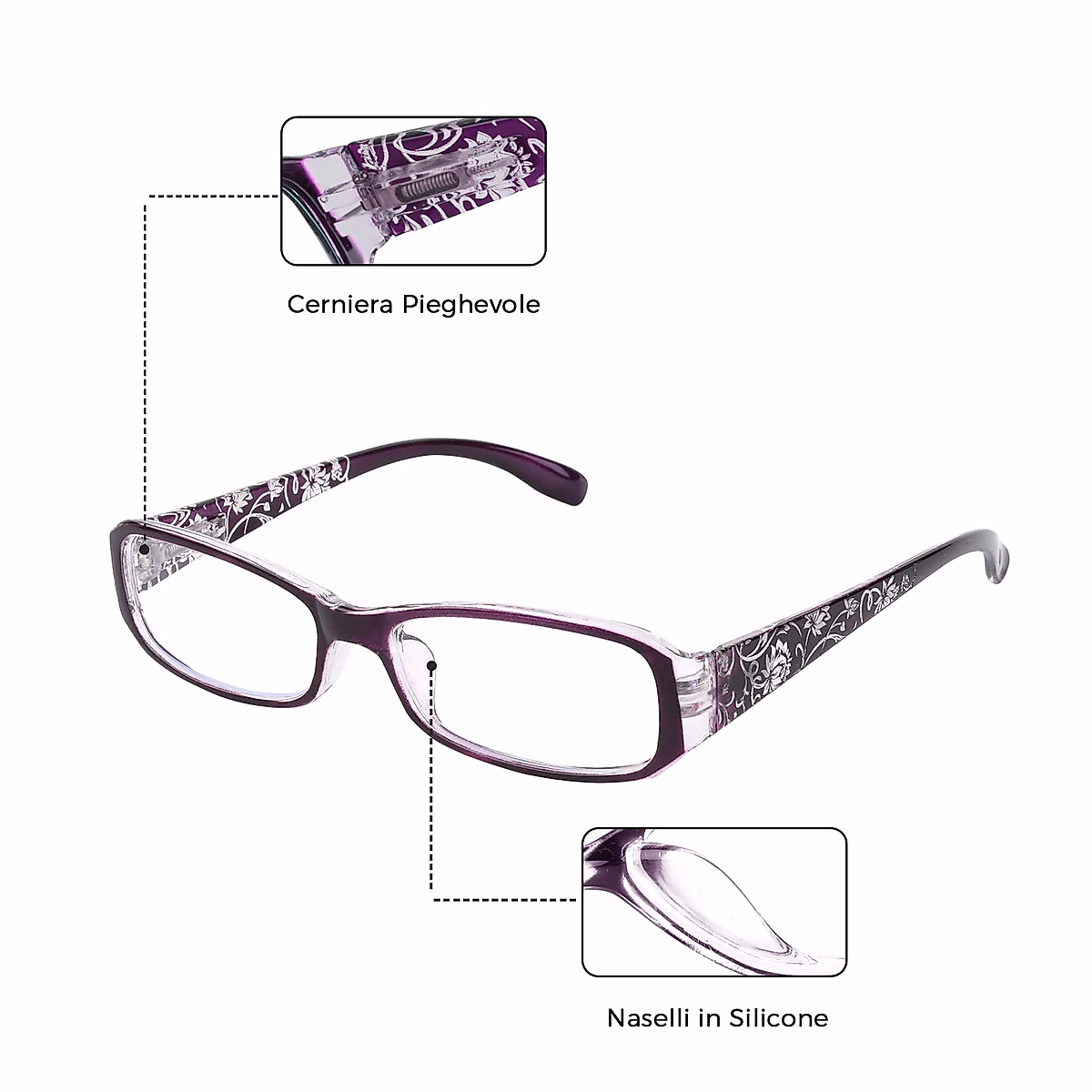 WALMXX Reading Glasses Women Blue Light Blocking Lightweight Compact Readers Computer Eyeglasses (2 styles 4 Pack, 1.5, multiplier_x)