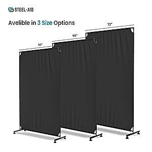 Steel-AID Room Divider Freestanding Office Wall Partition with Blackout Screen, Durable Iron Frame & Rolling Wheels for Privacy in Bedroom, School, College, Studio Apartment & Church Grey, 72”x71”