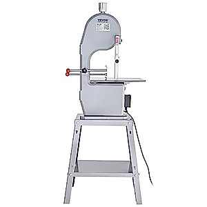 Commercial Electric Meat Bandsaw, 1500W Stainless Steel Vertical Bone Sawing Machine, Workbeach 19.3" x 15", 0.16-7.9 Inch Cutting Thickness, Frozen Meat Cutter with 6 Blades for Rib Pork Beef