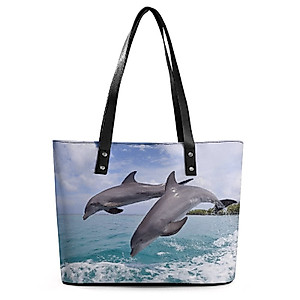 Womens Handbag Dolphin Leather Tote Bag Top Handle Satchel Bags For Lady