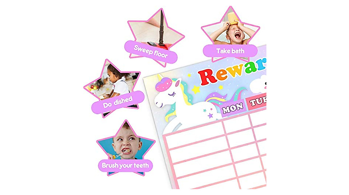 Cute Unicorn Chore Chart for Kids - Reward & Behavior System