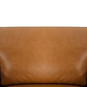 Naomi Home Siggy Genuine Leather Sofa for Living Room, Bedroom - Chair, Sofa - Luxurious Comfort, Goose Feather Cushion Filling, Square Arm Design, Sturdy Block Legs, Elegant, Tan