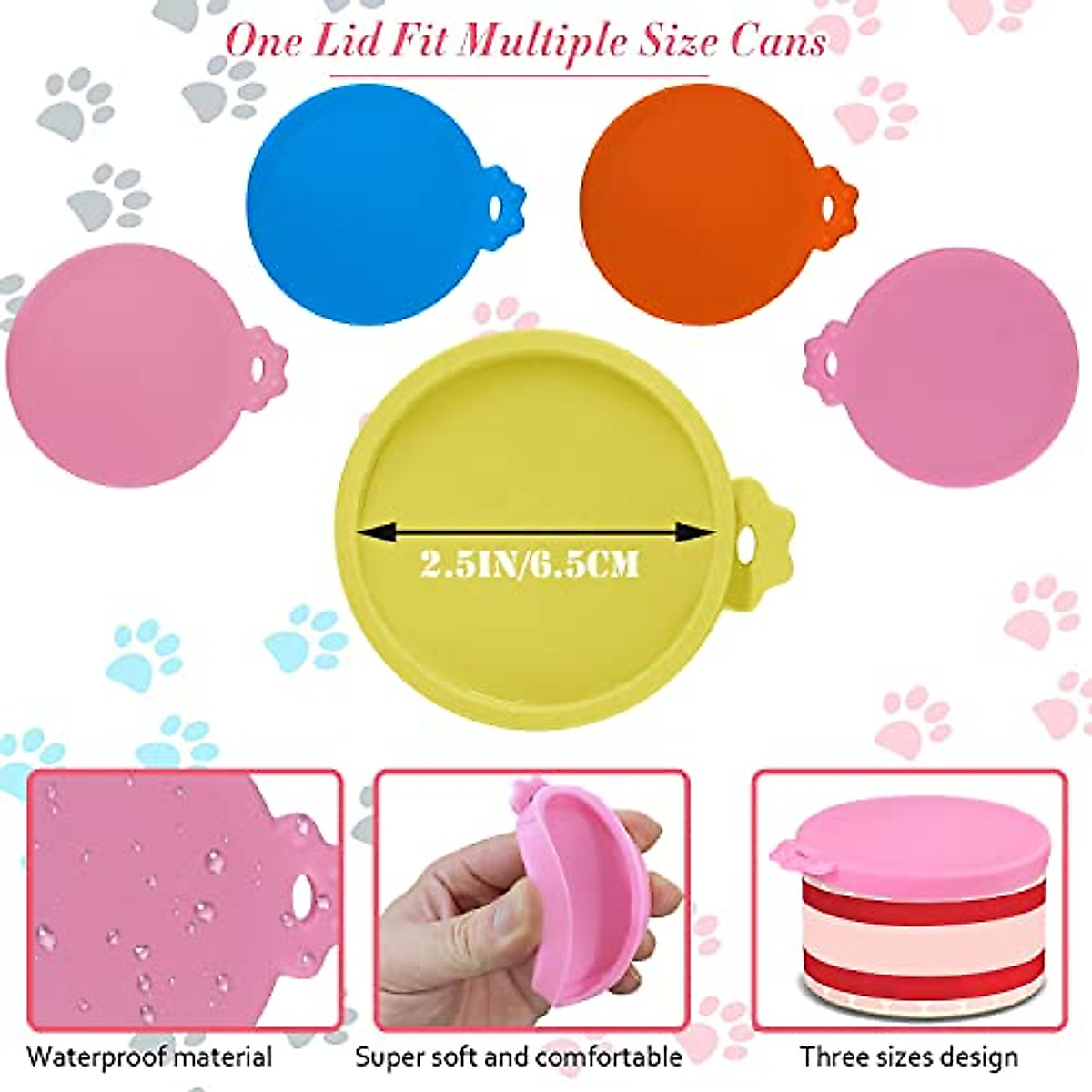 AQSXO 7 Pcs Food Can Lids Pet Can Covers, Silicone Small Pet Food Can Lids Covers for 3 oz 2.5 oz Cat Food Cans.