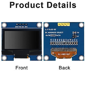 4pcs 1.3" OLED Display Module SPI IIC I2C Serial 128x64 SSH1106 SSD1306 OLED LCD Display LCD Module for Raspberry Pi/AVR/PIC/STM32 (White)