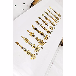 Angelic BINDI Set. Gold Face Gems Jewels. 10 Bindis and 9 Studs. Gift for Her.