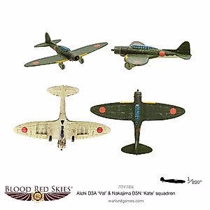 Warlord Blood Red Skies Aichi D3A Val & Nakajima B5N Kate Squadron 1:200 WWII Mass Air Combat Table Top War Game 772411004
