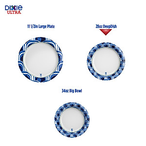 Dixie Ultra, Deep Dish Paper Plates, 28 Oz, 40 Count, Heavy Duty, Microwave-Safe, Soak-Proof, Cut Resistant, Disposable Plates For Heavy, Messy Meals