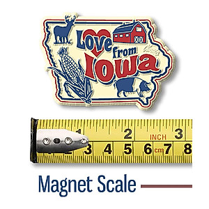 Love from Iowa Vintage State Magnet by Classic Magnets, Collectible Souvenirs Made in The USA, 2.8" x 2"