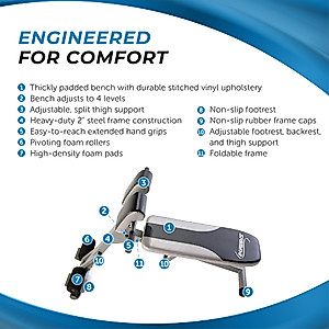 Stamina Ab Hyperextension Bench Pro - Adjustable and Foldable Roman Chair with Smart Workout App for Home Workout - Up to 250 lbs Weight Capacity