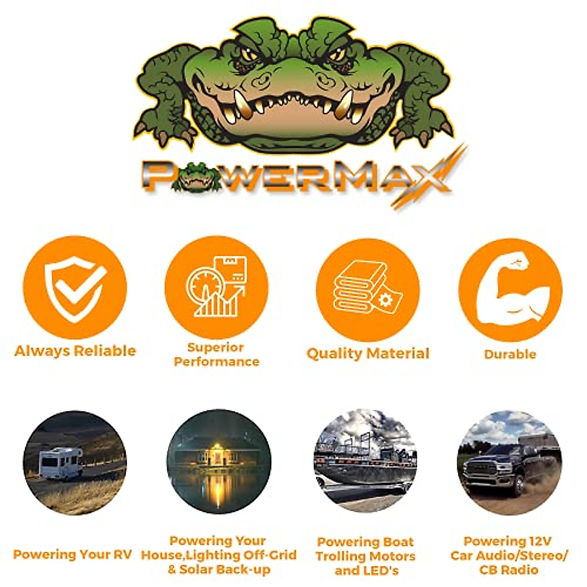 PowerMax POWER CONVERTER - PM3 -15 12 VOLT DC 15 AMP Converter - 3 STAGE Automatic Smart Battery Charger | 13.2V DC, 13.6V DC, 14.4V DC