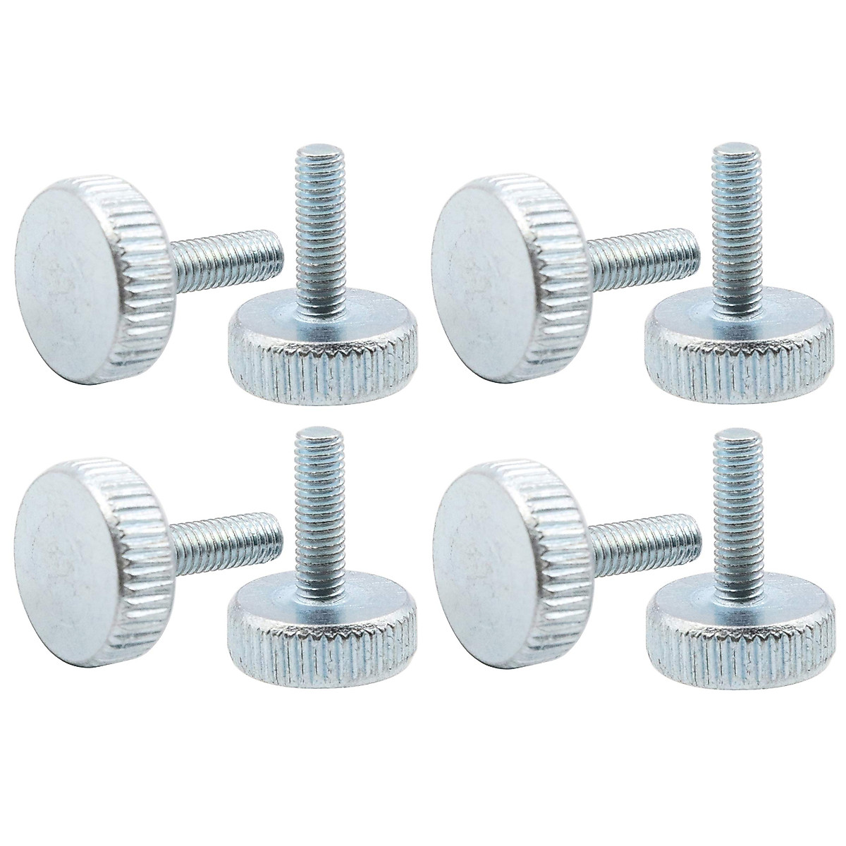 LBY 30pcs Knurled Hand Screw, M3 x 10mm Flat Knurled Head Fully Threaded Thumb Screws(Single Layer Step), Carbon Steel Galvanize